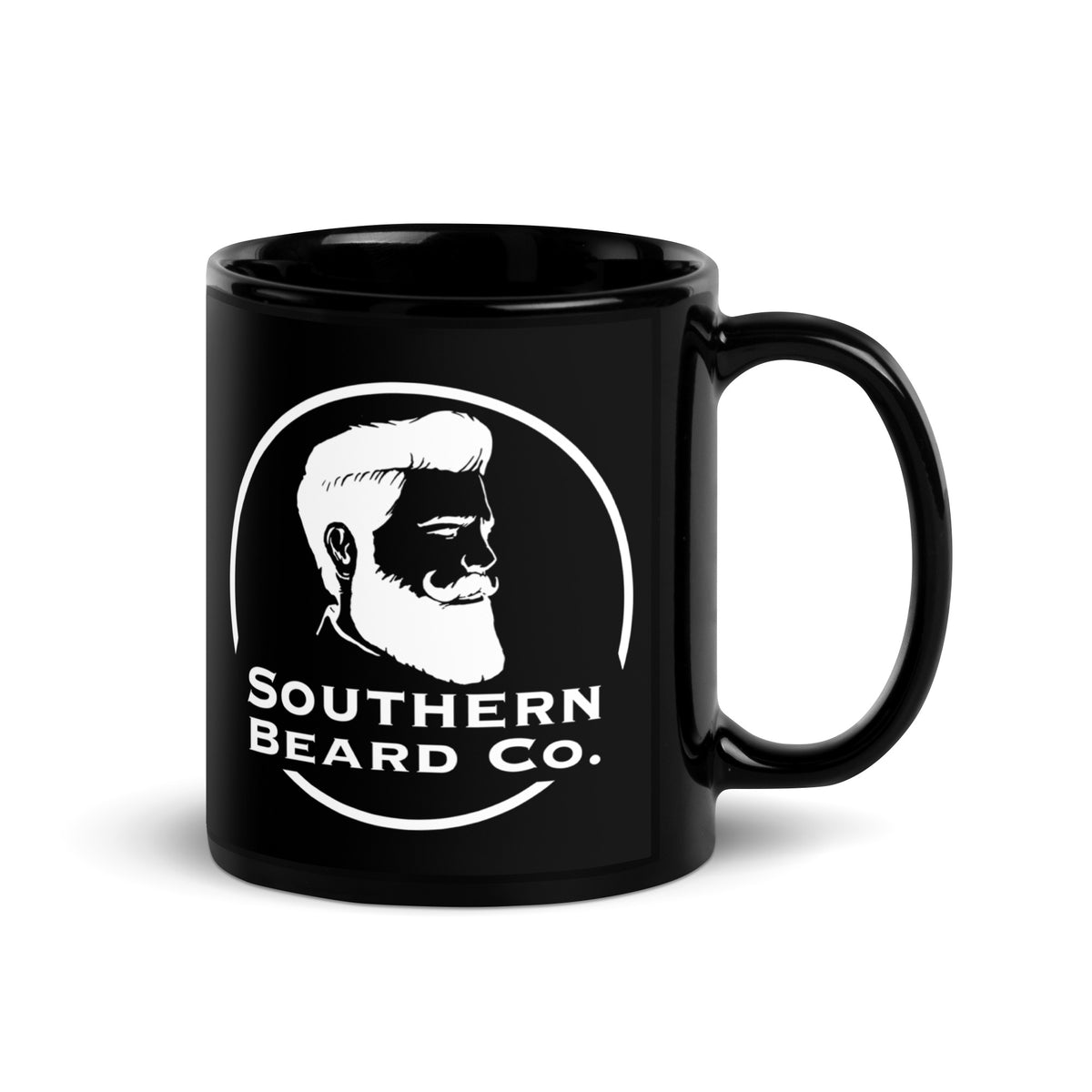 Black Glossy Mug with White SBC Logo | Southern Beard Co.