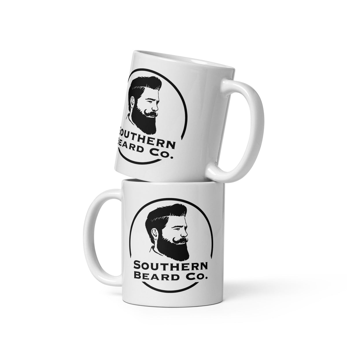 White Glossy Mug with Black SBC Logo | Southern Beard Co.